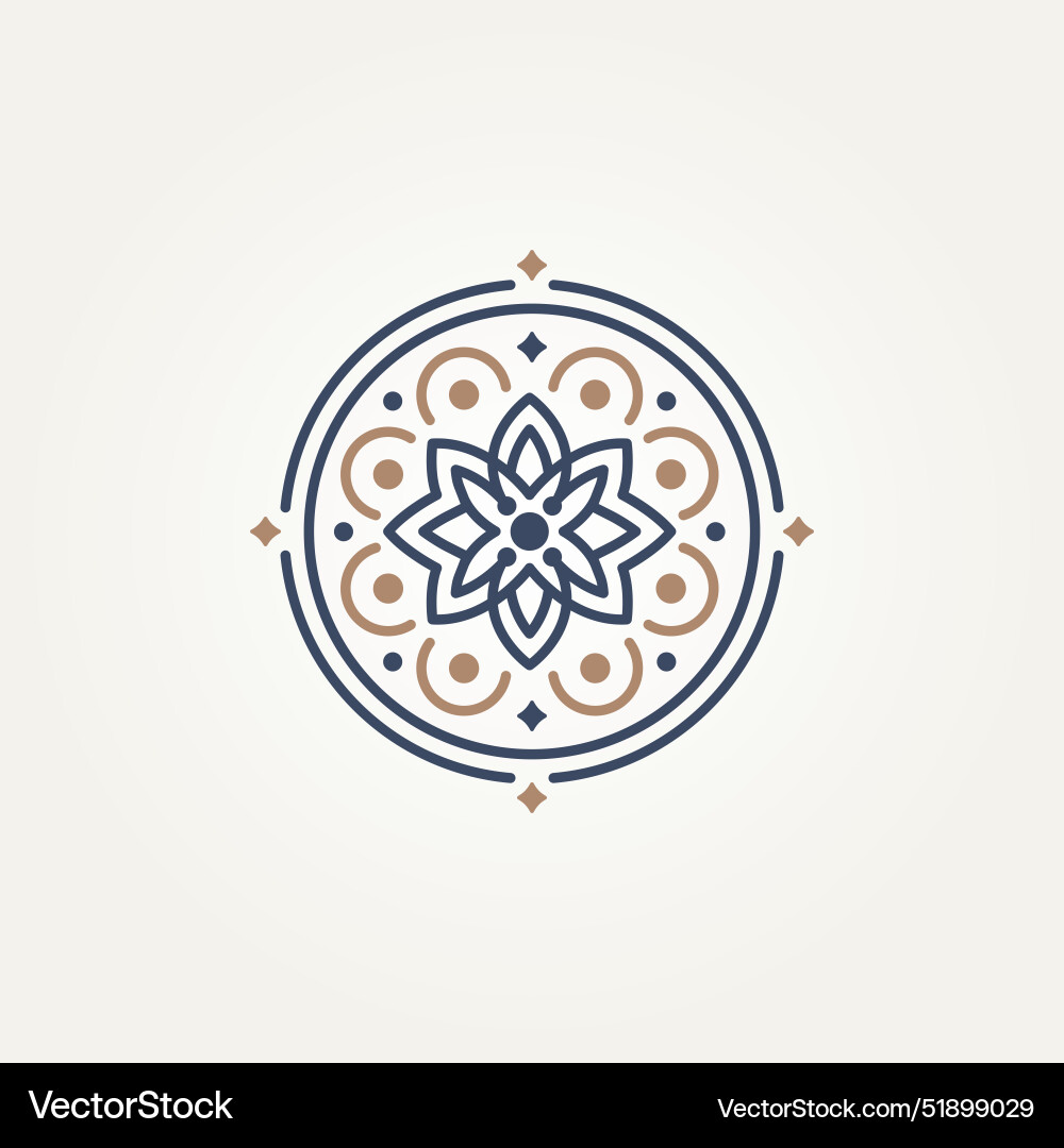 Minimalist simple mandala line art icon logo Vector Image