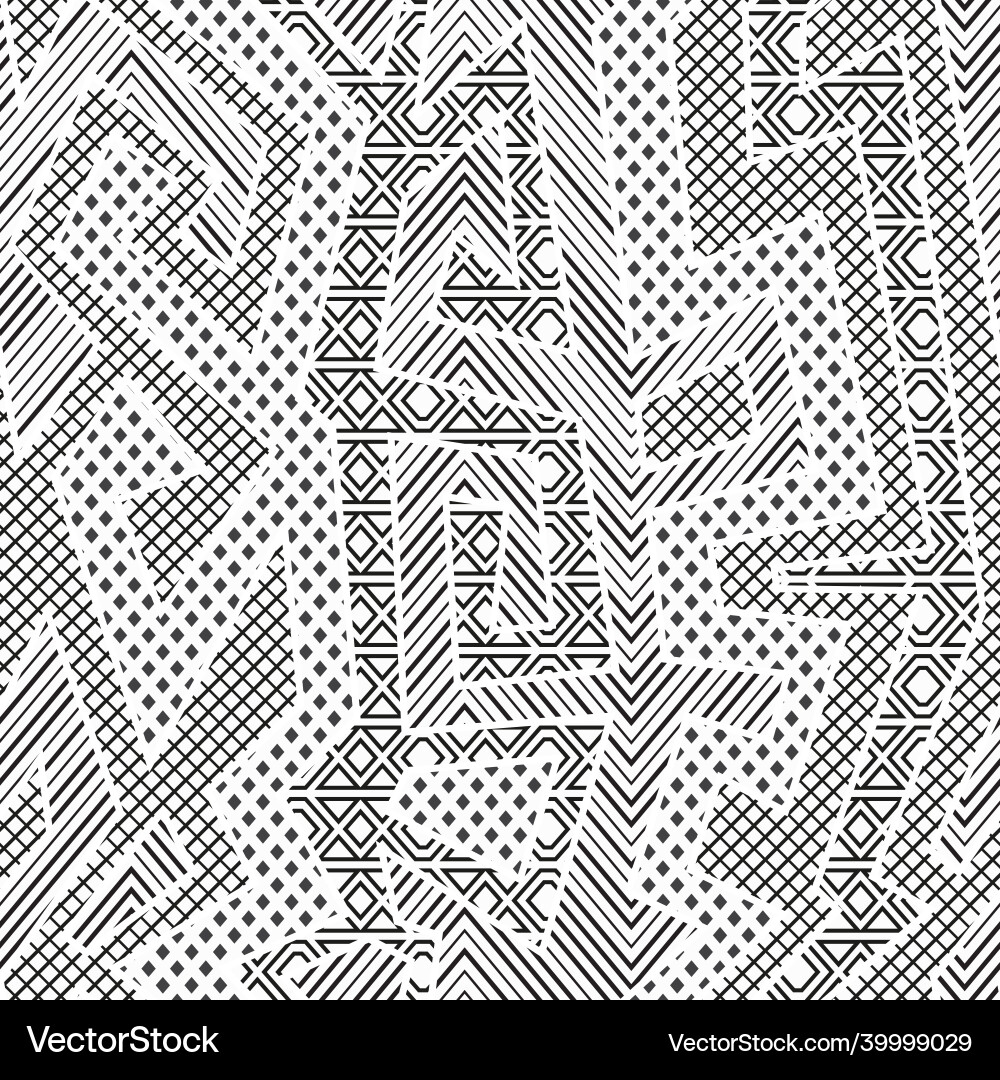 Monochrome trible geometric seamless pattern Vector Image