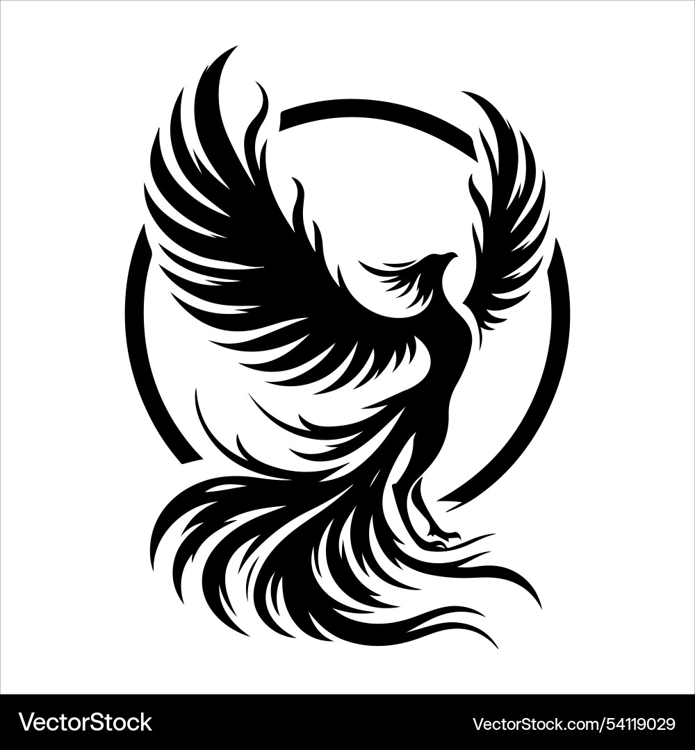 Phoenix rising silhouette Royalty Free Vector Image