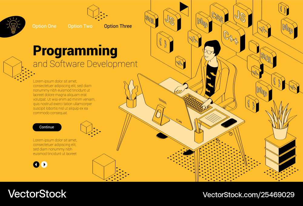 Programmer at work Royalty Free Vector Image - VectorStock