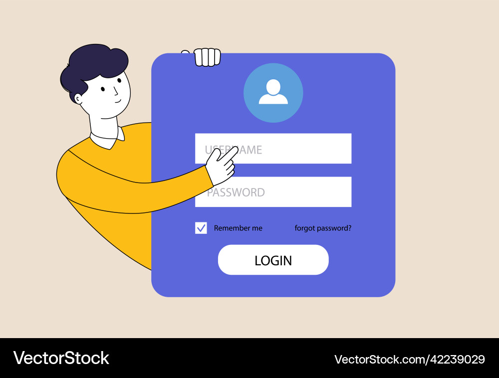 User interface for entering personal information Vector Image