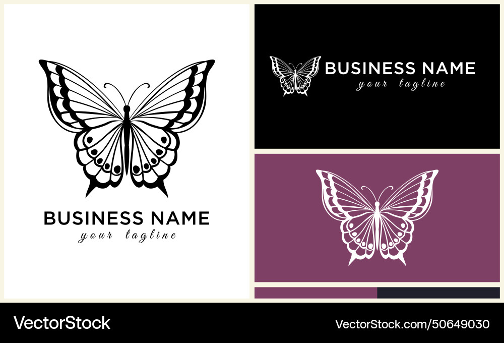Butterfly line logo template Royalty Free Vector Image