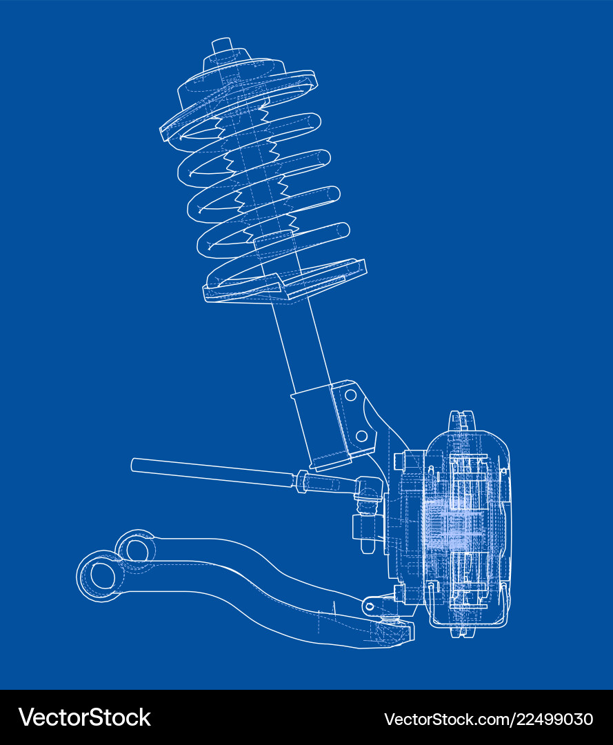 Car suspension with shock absorber Royalty Free Vector Image