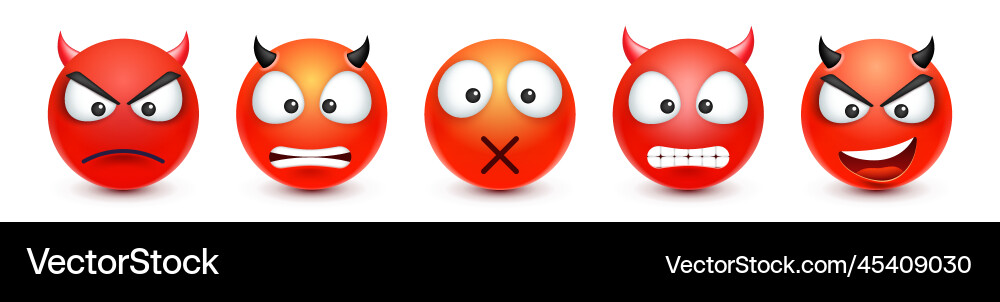Cartoon emoji emoticons collection red face Vector Image