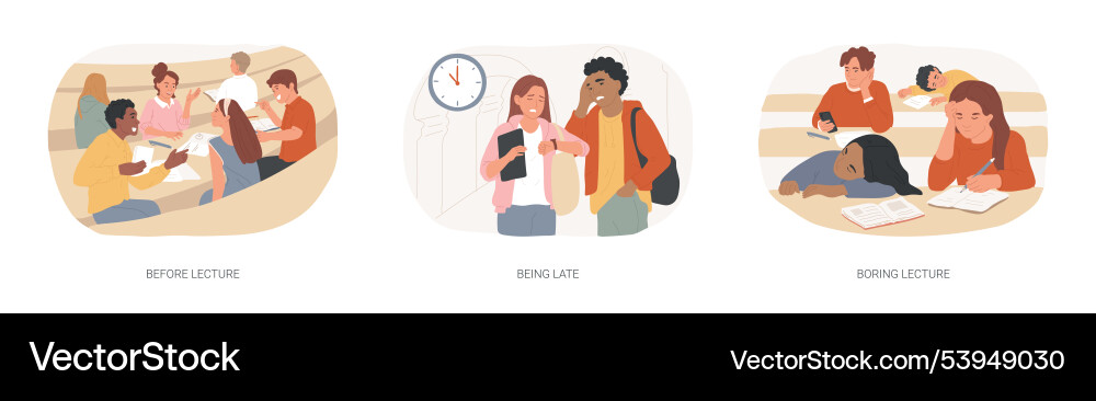 College lessons isolated cartoon Royalty Free Vector Image