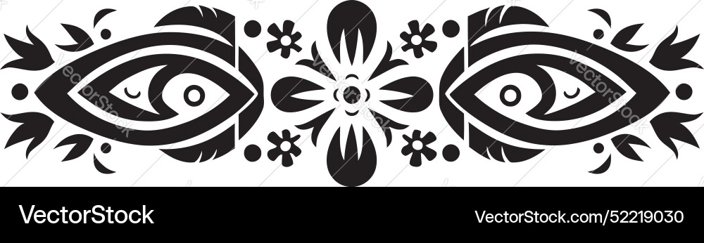 Crafted connections black icon for ethnic border Vector Image