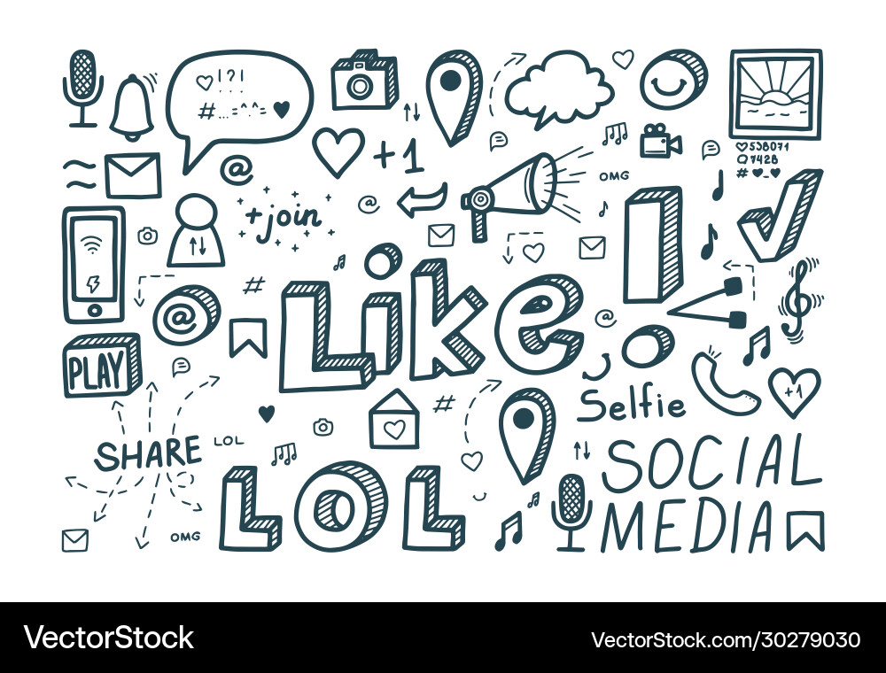Cute Social Media Icons Royalty Free Vector Image