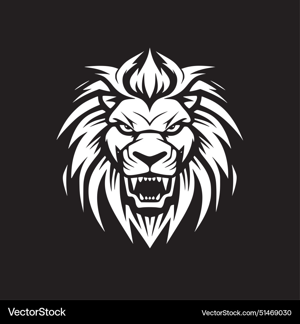 Lion - black and white Royalty Free Vector Image
