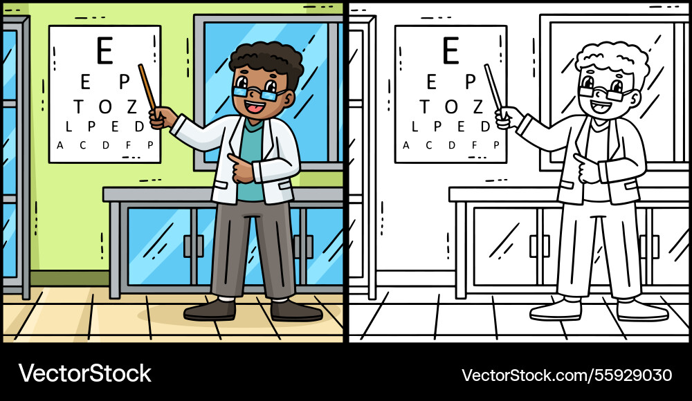 Ophthalmologist doctor eye test chart Royalty Free Vector