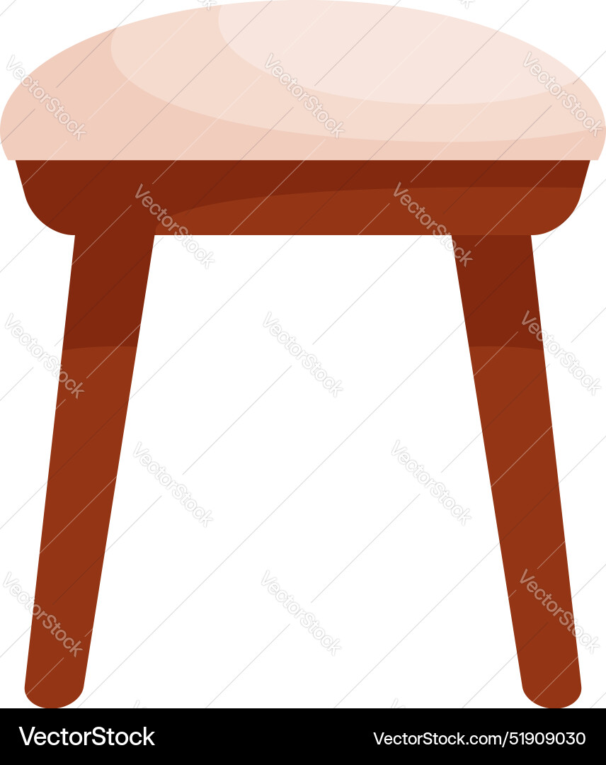 Round stool with soft seat standing on four legs Vector Image