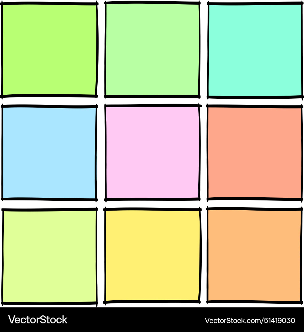 Set of colorful blank square notes sketch Vector Image