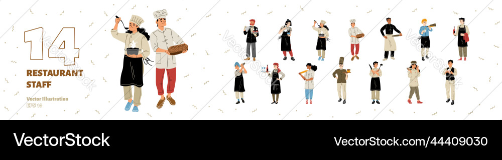 Set restaurant staff cafe employees team Vector Image