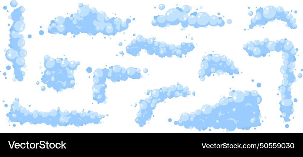 Soap foam cartoon elements clouds bubbles Vector Image