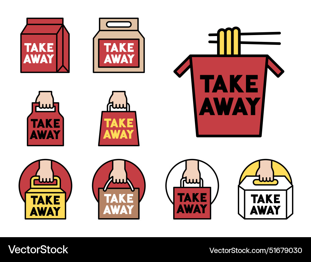 Takeaway icons set 1 Royalty Free Vector Image