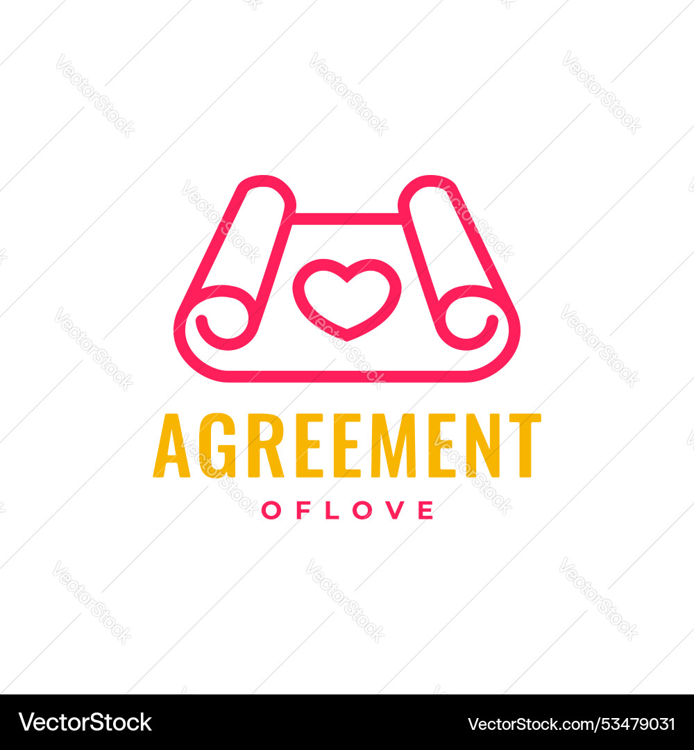 Agreement document love colorful line simple logo Vector Image