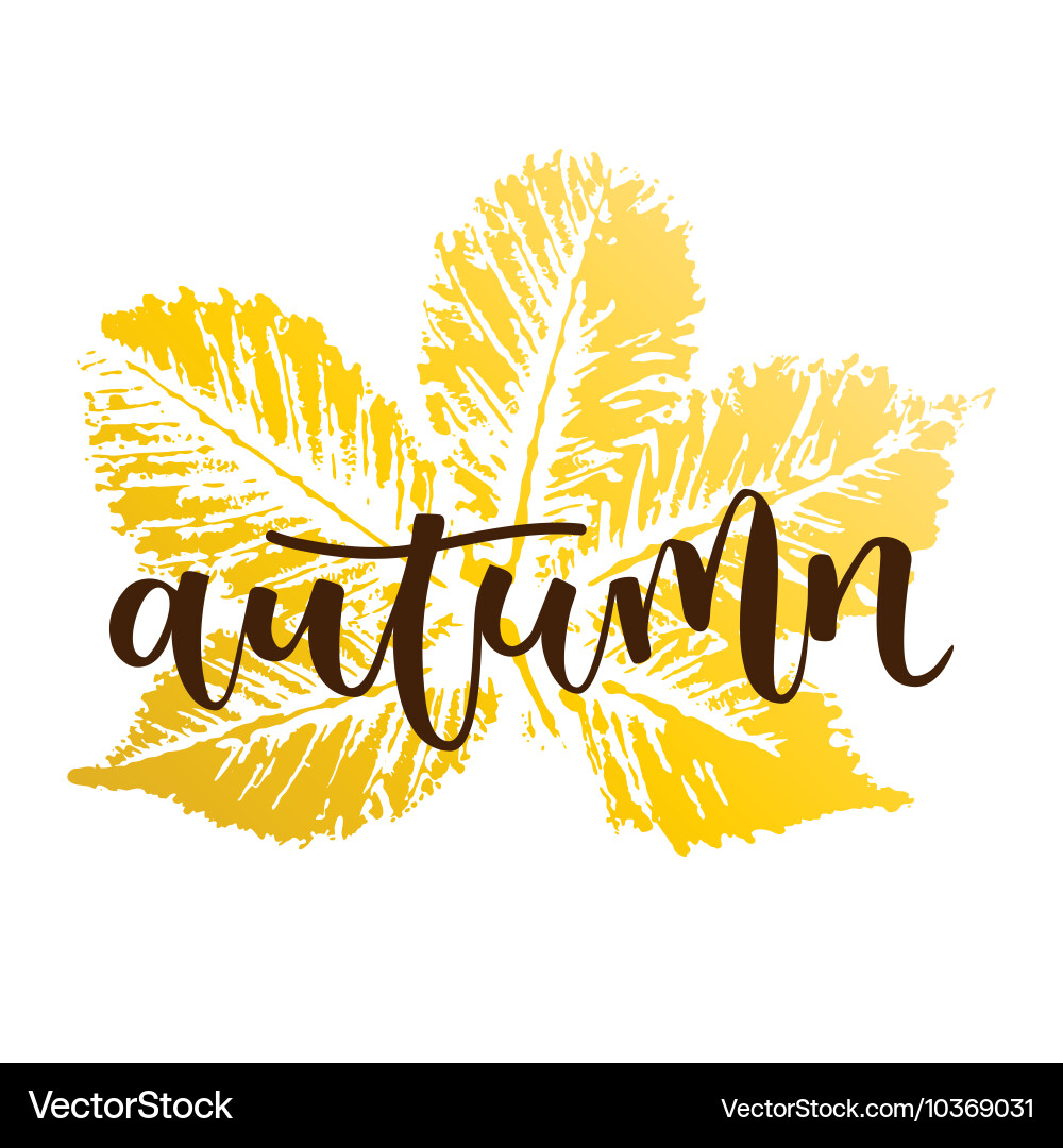 Autumn hand written inscription Royalty Free Vector Image