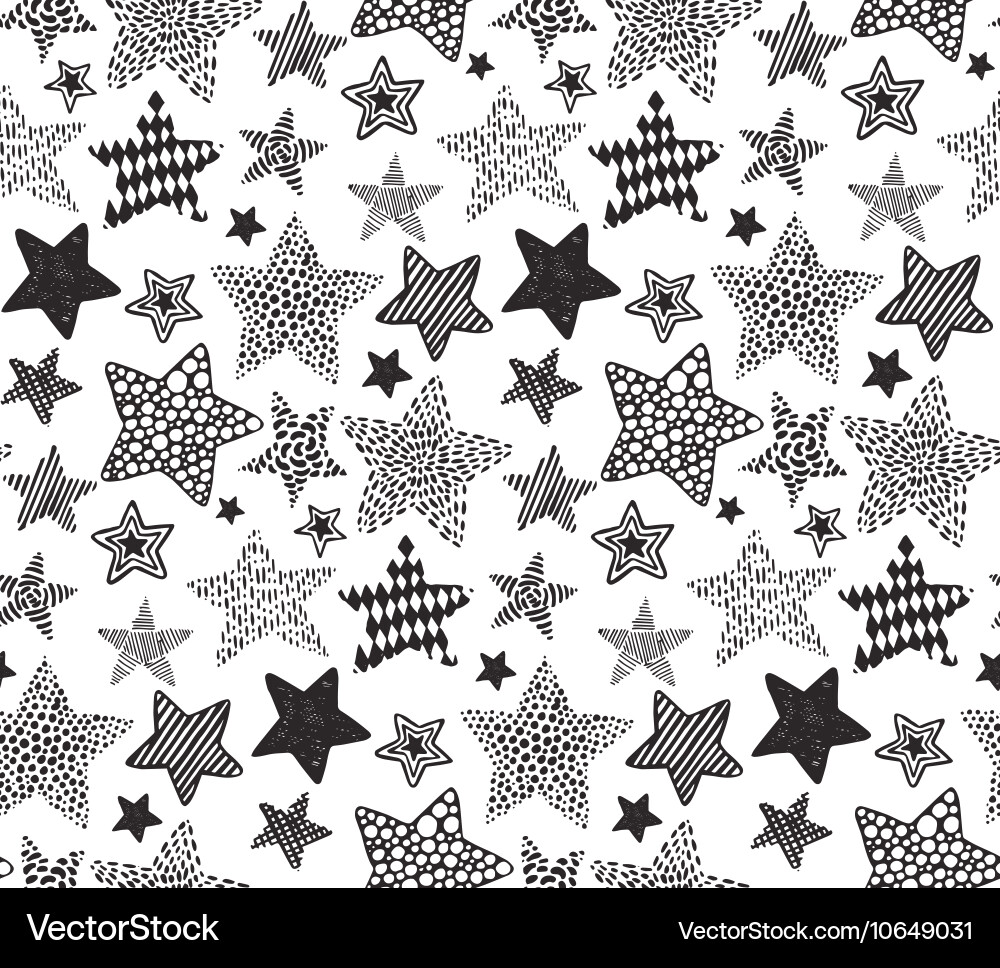 Black Hand Drawn Star Pattern Royalty Free Vector Image