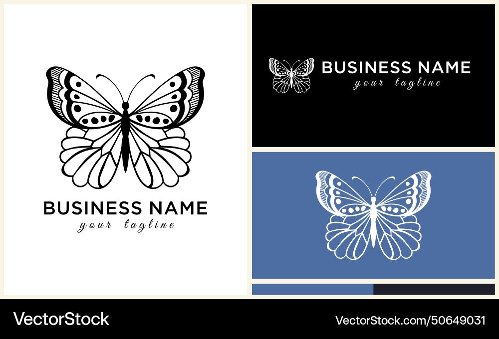 Butterfly line logo template Royalty Free Vector Image