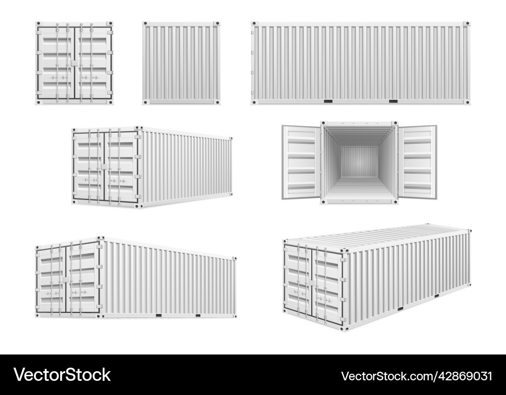 Cargo container realistic set Royalty Free Vector Image