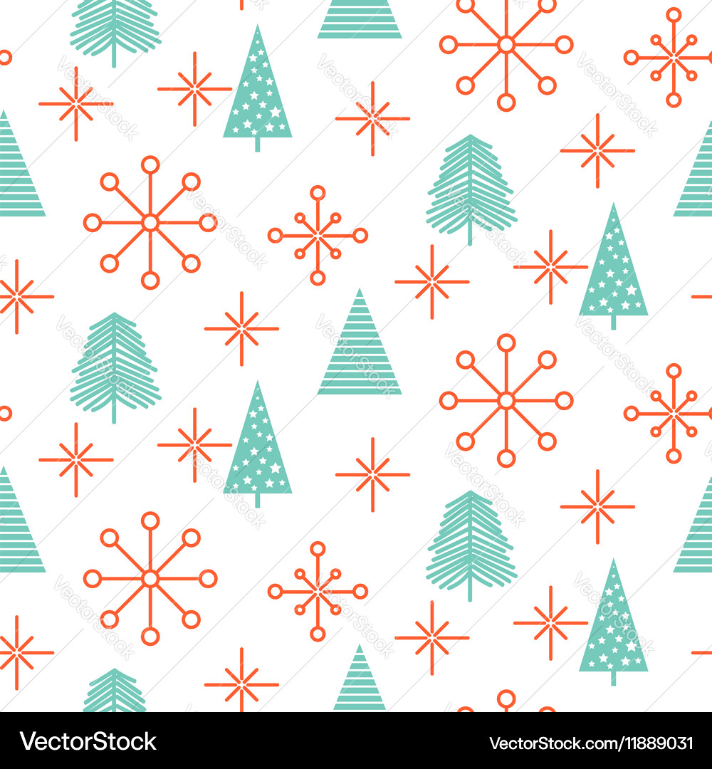 Christmas trees and snowflakes seamless Royalty Free Vector