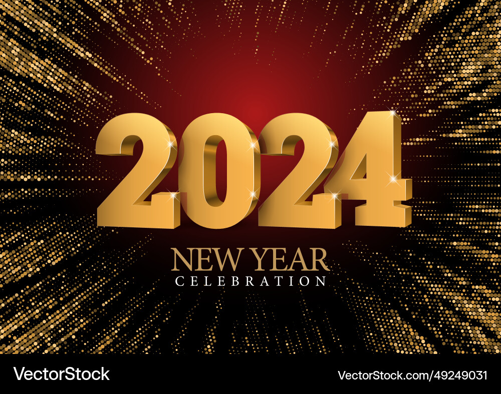 Gold text design 2024 golden 3d numbers Royalty Free Vector