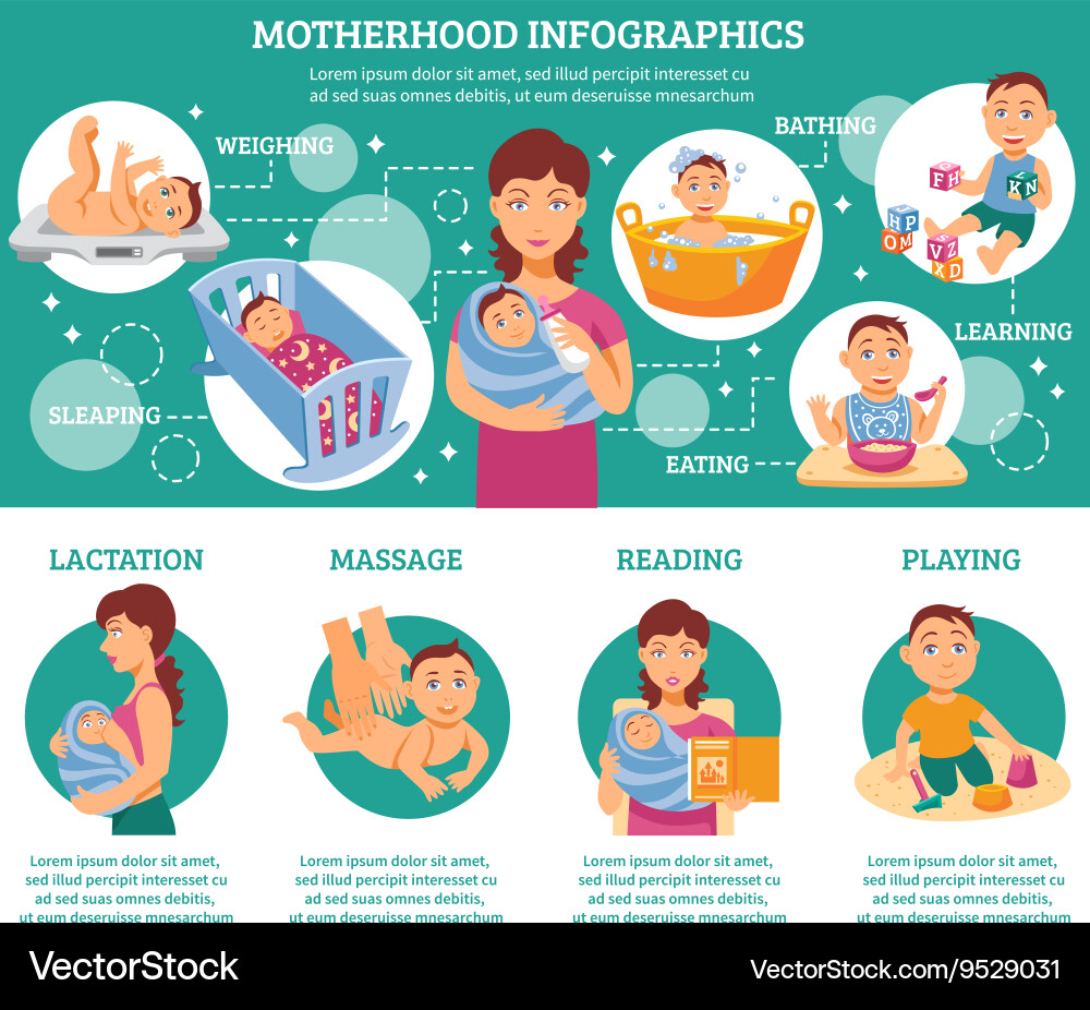 Motherhood infographic set Royalty Free Vector Image