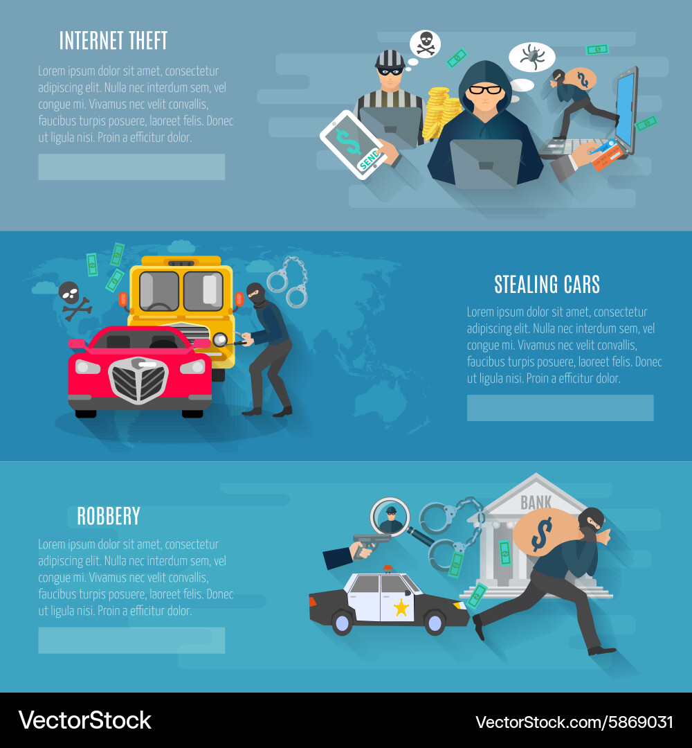 Thief banners set Royalty Free Vector Image - VectorStock