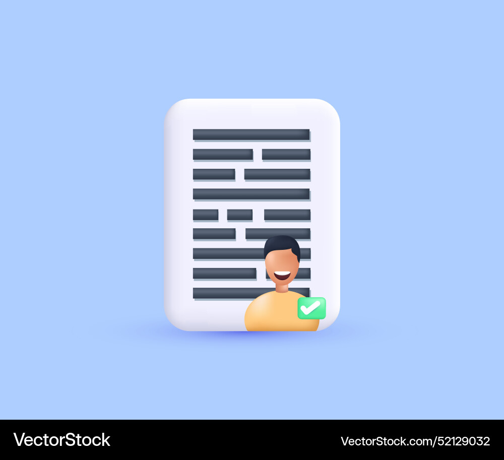 3d realistic icon modern resume concept cv Vector Image