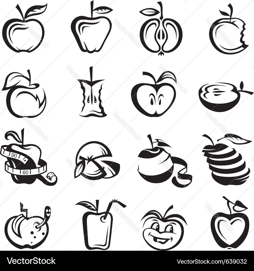 Apple Icon Set Royalty Free Vector Image - VectorStock