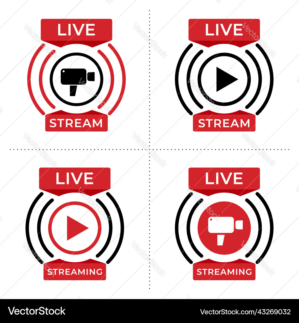 Sammlung von Live Streaming Symbol Lizenzfreies Vektorbild
