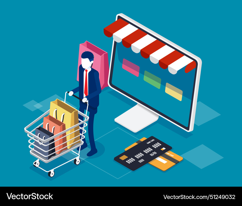 Customers order and buy online isometric Vector Image