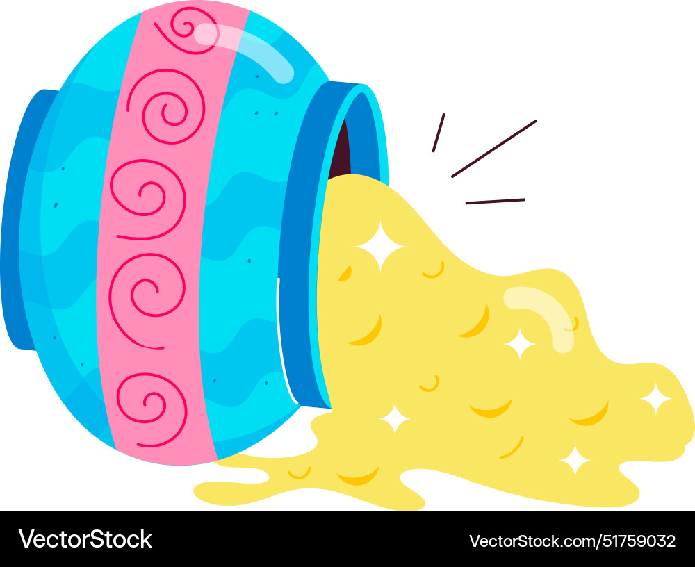 Heres a flat sticker of fallen pot Royalty Free Vector Image