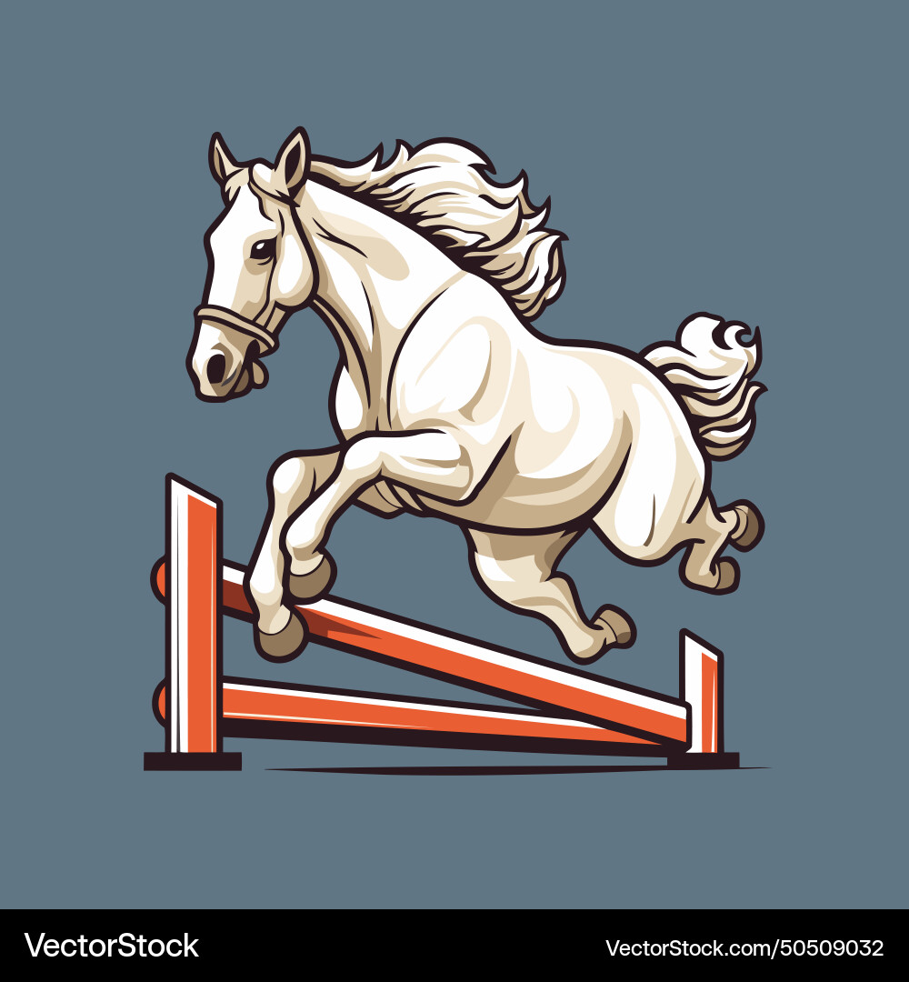 Horse jumping over obstacle cartoon isolated Vector Image