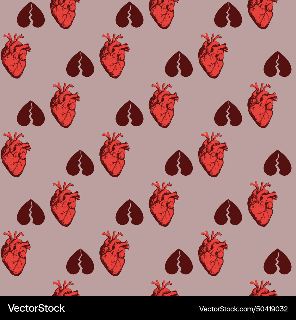 Human broken heart seamless pattern design Vector Image