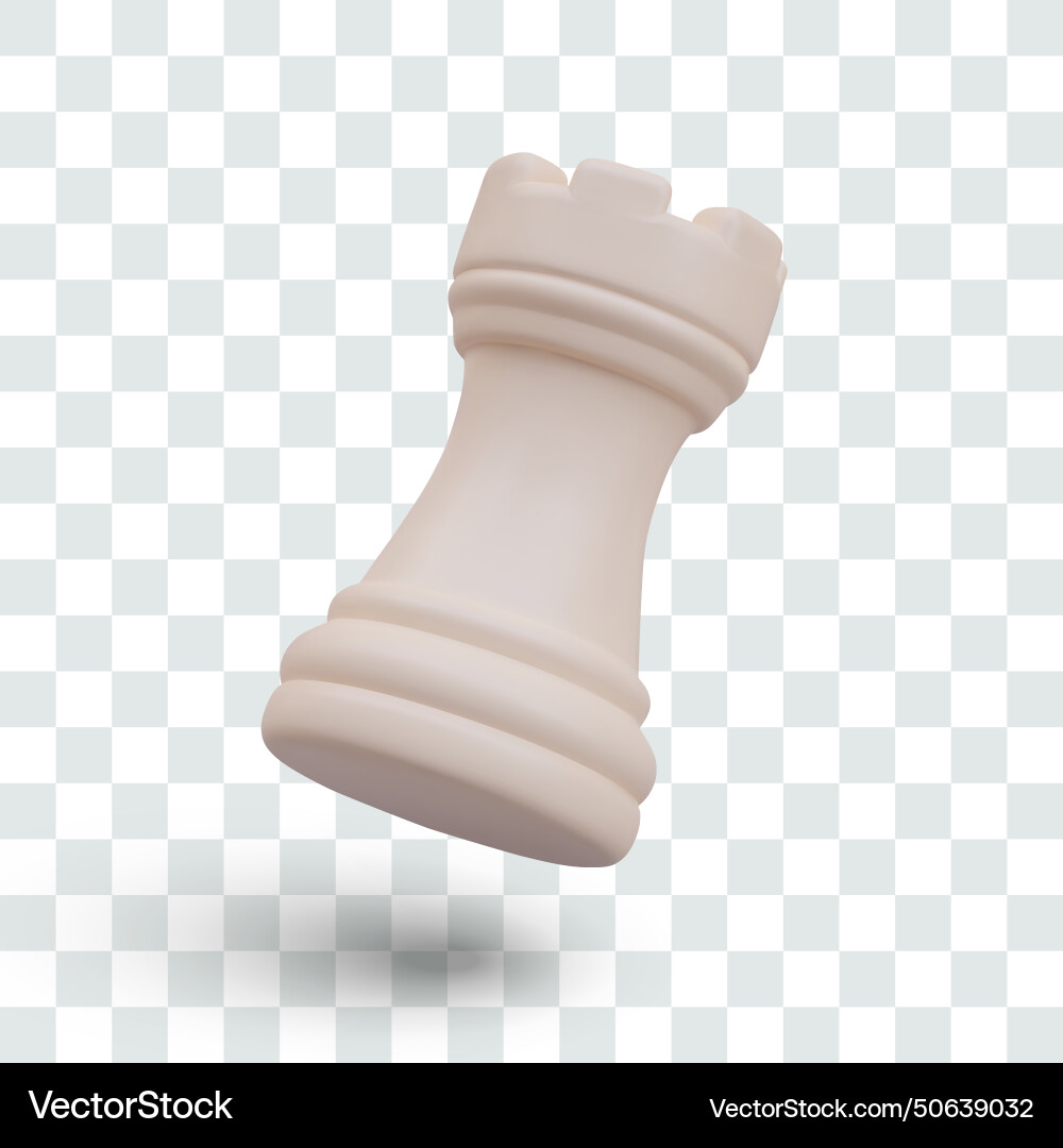 Isolated white rook in 3d style chess Royalty Free Vector