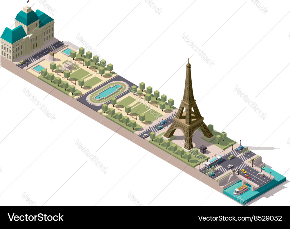 Isometric Map of Paris - Champ de Mars Royalty Free Vector