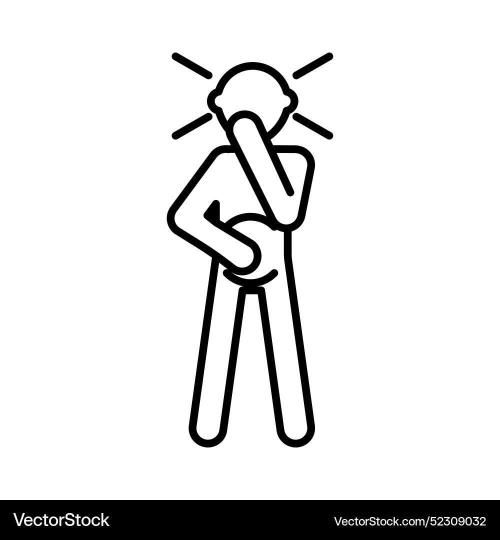Nausea icon linear logo mark in black and white Vector Image