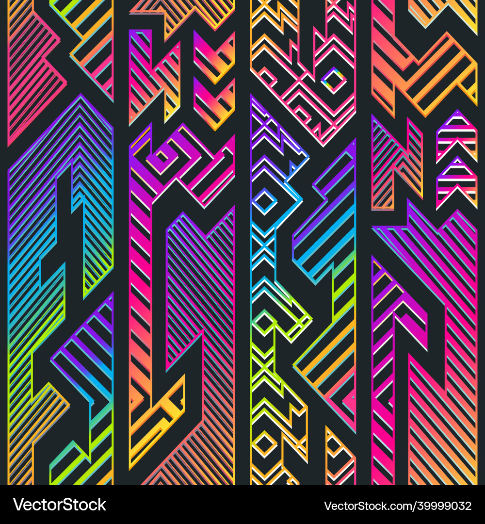 Neon geometric seamless pattern Royalty Free Vector Image