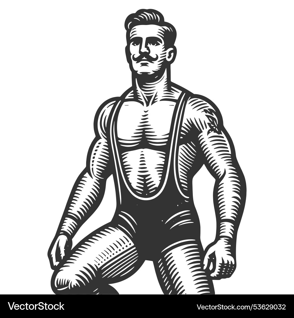 Strongman in wrestling attire Royalty Free Vector Image
