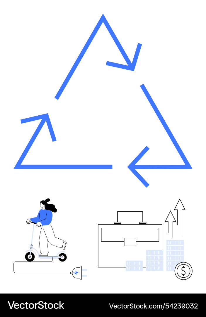 Triangular arrow cycle with person charging Vector Image