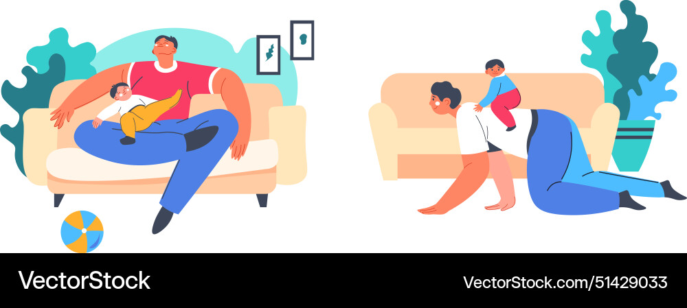 A father caring for newborn baby Royalty Free Vector Image