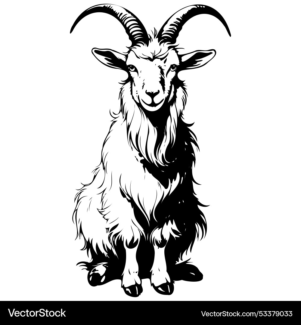 Angora goat sitting hand drawn animal Royalty Free Vector