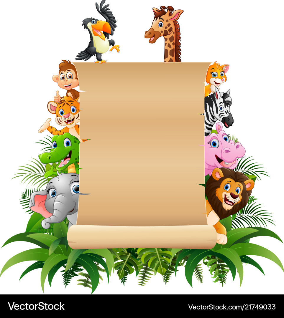 Animals with Blank Sign Royalty Free Vector Image