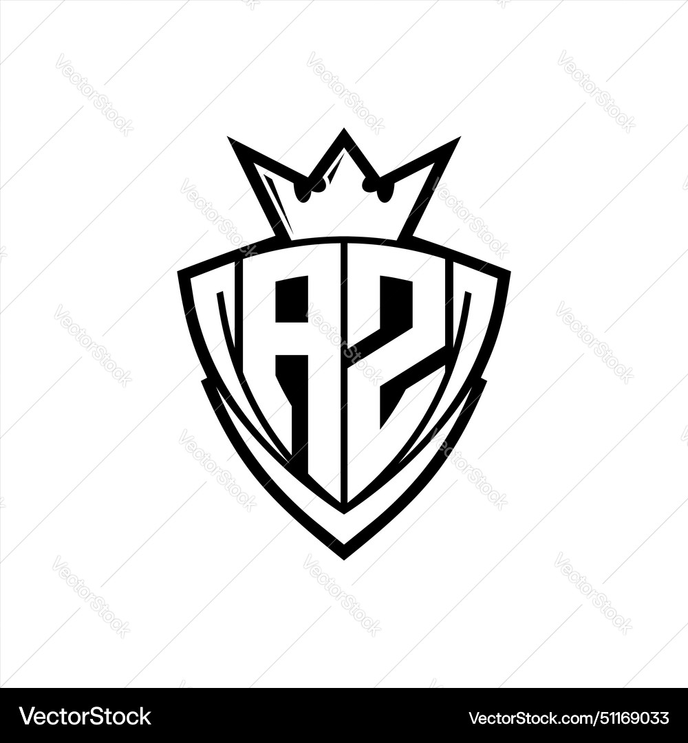 Az letter logo with sharp triangle shield shape Vector Image