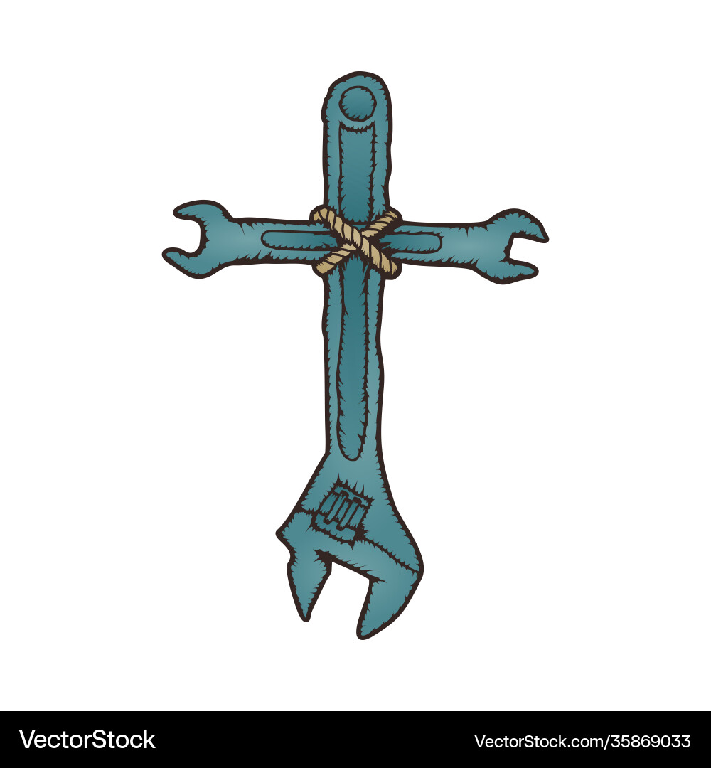 Mechanic Wrench Cross Tattoo