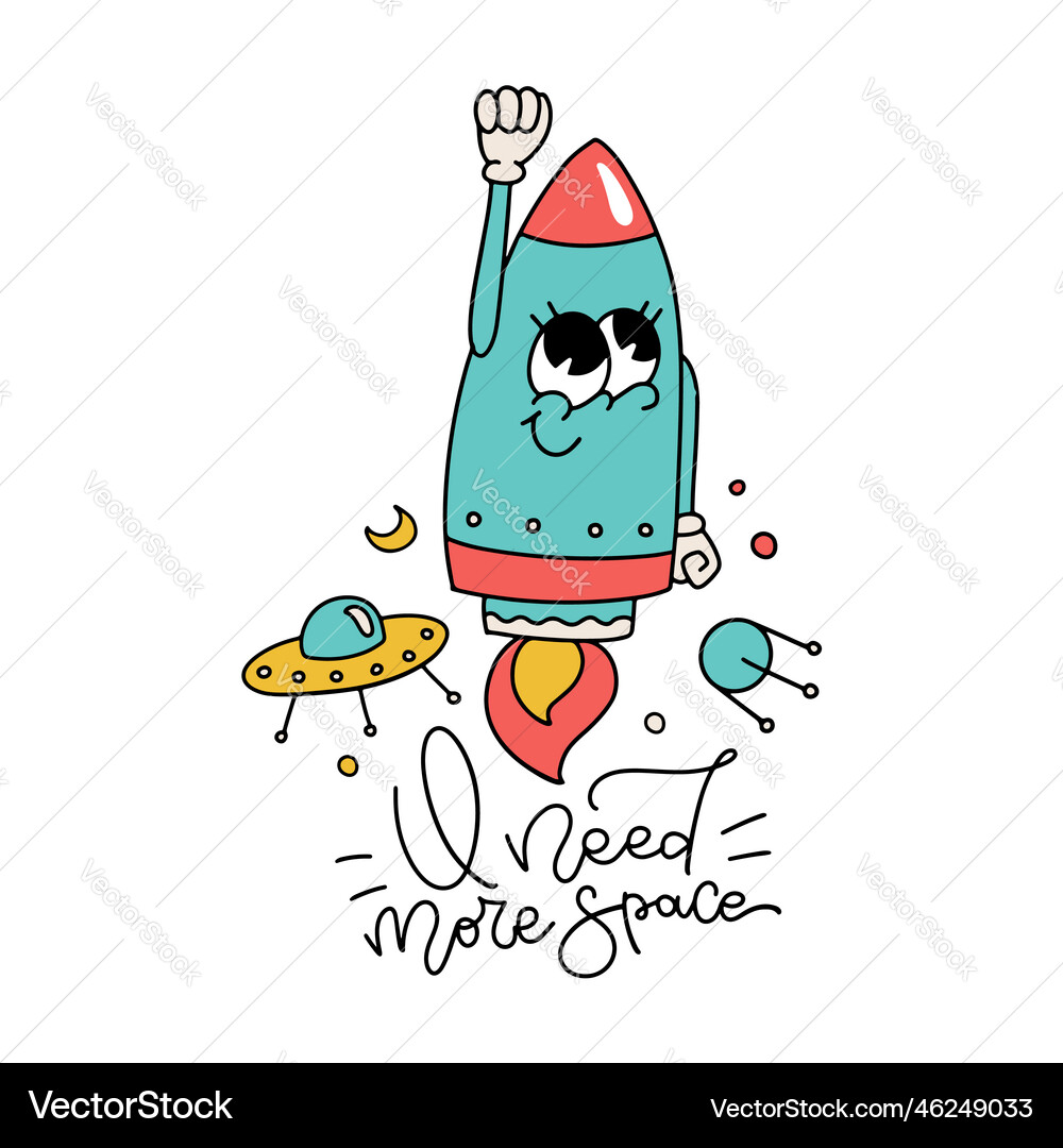 Isolated concept with cute comic retro cartoon Vector Image