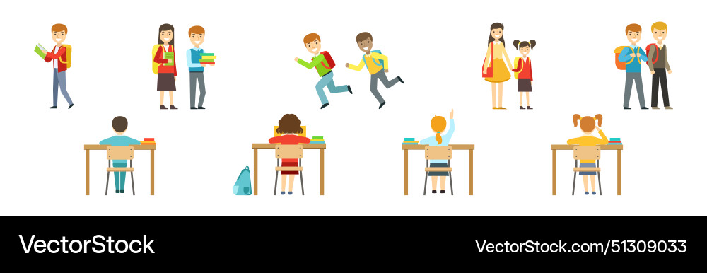 Kid pupils at school have lesson and class Vector Image