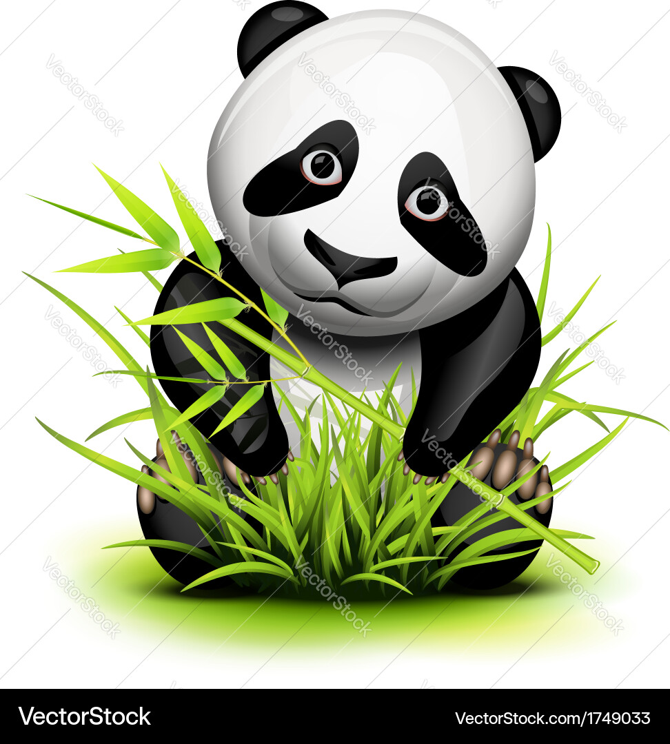 Little panda and bamboo Royalty Free Vector Image