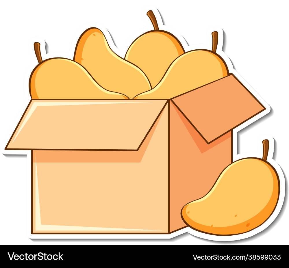 Mango Sticker Template - Box of Mangos Royalty Free Vector