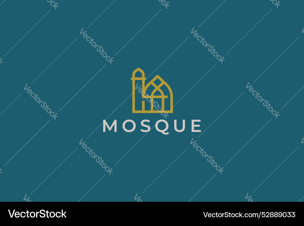 Mosque logo islamic building prayer moslem Vector Image